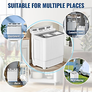 Pataku Portable Washing Machine, 17.6 Lbs Compact Mini Washer and Dryer Combo,Twin Tub Laundry Washer with Spin Cycle, Soaking Function Ideal for Apartment, Dorms, RVs Camping, Grey