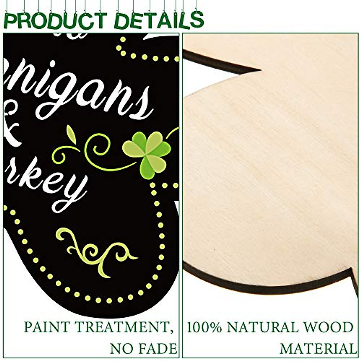 St. Patrick's Day Shamrock Sign 12 x 12 Inch Hanging Shamrock Welcome Sign Prone to Shenanigans and Malarkey Sign Irish Clover Door Sign Holiday Porch Sign Decor for St. Patrick's Day Party Favor