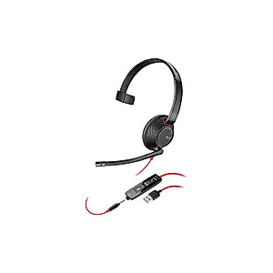 Poly - Blackwire 5220 USB-C Headset (Plantronics) - Wired, Dual Ear (Stereo) Computer Headset with Boom Mic - USB-C, 3.5 mm to connect to your PC, Mac, Tablet and/or Cell Phone