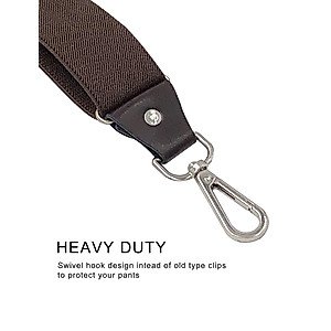 Men's Suspenders with Swivel Hooks and Elastic Straps Y-back, for Heavy Duty, Big and Tall (Coffee)