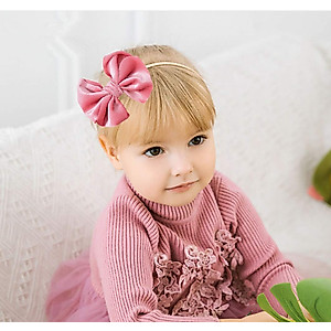 inSowni 12 Pack Solid Soft Velvet Bow Headbands Hair Accessories for Baby Girls Toddlers Newborns Infants Kids