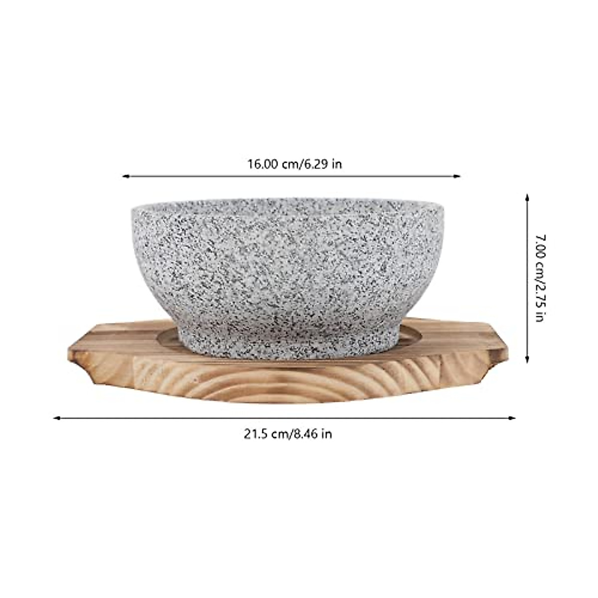 Korean Bibimbap Bowl Stone Bowl 1 Set Korean Cooking Bowl Sizzling Hot Pot with Wood Base Clay Pot for Cooking Hot Pot Dolsot Bibimbap and Soup Cookware Korean Pot