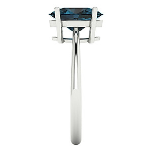 Clara Pucci 2.5ct Oval Cut Solitaire Natural London Blue Topaz Engagement Bridal Promise Anniversary Ring 18K White Gold Size 6.5