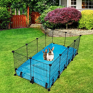 CheeFun Guinea Pig Cages: 8 Sq Ft Expandable Small Animal Cage for Rat Rabbit Ferret Bunny Chinchilla Hedgehog Lizard Indoor Outdoor - 12pcs Pet Panels (Blue)