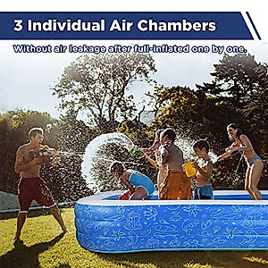 ACQCES Inflatable Swimming Pool for Kids, Family-Size Inflatable Baby Pool Blow Up Pool for Kids, Cartoon Plastic Pool, Kiddie Pool for Toddlers Backyard Outdoor Garden, Summer Water Party