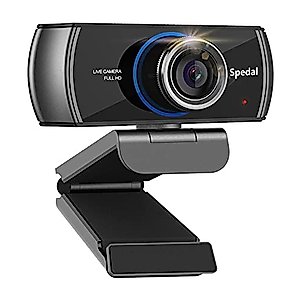 Spedal Streaming Webcam with Microphone, Software 1080P Full HD H.264 USB Computer Web Camera for Desktop Laptop Video Calling, Software can Support Windows/Mac OS
