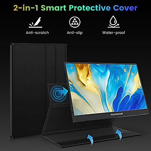 FANGOR Portable Monitor, 15.6" FHD 1080P Travel Monitor for Laptop, Ultra-Slim HDR IPS Computer Gaming Display, USB-C HDMI Screen Extender with Smart Cover for Laptop PC Phone Mac Xbox PS4/5 Switch