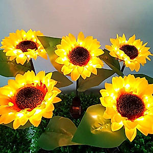 XinCanKun 4 Pack Solar Lights Outdoor - New Upgraded Solar Garden Lights, Multi-Color Changing Sunflower Solar Flower Lights for Patio,Yard Decoration, Bigger Flower and Wider Solar Panel
