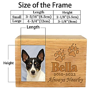 ODB Personalized Cremation Urns for Dogs Ashes, Wooden Pet Memorial Keepsake Urns, Photo Box Pet Cremation Urn