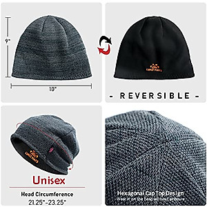 Lvaiz Mens Winter Beanie Hat Warm Fleece Lined Skull Cap for Men Reversible Women Windproof Watch Hat Knit Warm Unisex Beanie Mixed Black