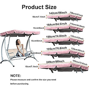 WZUOPG Patio Swing Canopy Replacement Top Cover 2 3 Seater Swing Canopy Cover Waterproof Swing Replacement Top Cover Outdoor Garden Hammock Cover Top, Beige