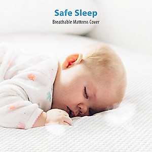 Dourxi Crib Mattress, Dual Sided Comfort Memory Foam Toddler Bed Mattress, Triple-Layer Breathable Premium Baby Mattress for Infant and Toddler w/Removable Outer Cover - White&Blue