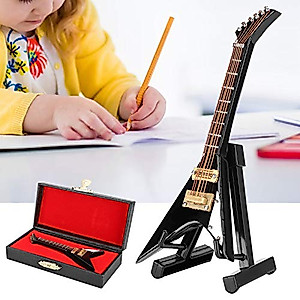 LIULDASHUN Guitar Decoration Miniature Ornaments VShaped Mini Musical Instrument Model Gift Black 10cm for Guitar Enthusiast Gift