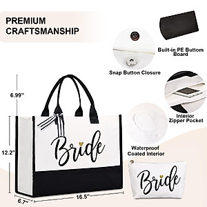 Lamyba Mother of the Bride Gifts,Mother of the Bride Tote Bag With Makeup Bag,Bridal Shower Gifts,Black and White