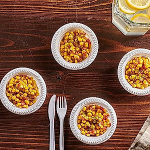 PLASTICPRO 100 PCS White Plastic Bowls 5 oz Premium Quality Light Weight Dishes Disposable Small Plastic Bowls for Dessert Appetizers Soups for Parties Weddings