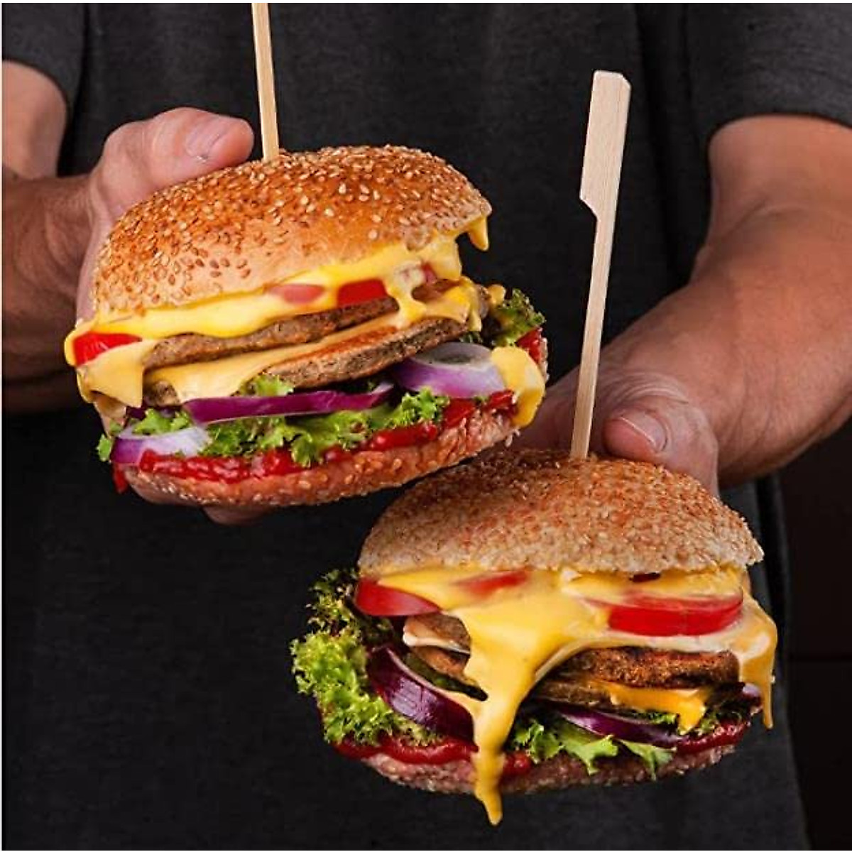 Bamboo Skewers 6 Inch,200 PCS Cocktail Skewers, Wooden Skewers for Appetizers，BBQ，Fruit Kabobs，Sandwich，Drink.