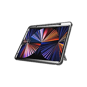 SaharaCase Protection Hand Strap Series Case for Apple iPad Pro 12.9" (4th, 5th, and 6th Gen 2020-2022) – Shockproof Bumper, Rugged Protection, Antislip, Integrated Kickstand – Black