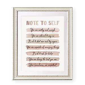 Note To Self, Self Care Sign, Social Worker Office Decor, Mental Health Wall Art, Counselling Sings, Affirmations Print, Positive Psychology, Unframed (11X14 INCH)