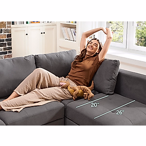 HONBAY Modular Sleeper Sectional Sofa Sectional Sleeper Couch with Storage Ottoman Reversible Modular Sofa for Living Room Dark Grey