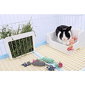 RUBYHOME Rabbit Hay Feeder Rack Food Feeding Manger Bunny Grass Holder Small Animals Less Wasted Food Dispenser for Rabbits Guinea Pig Chinchilla Hamster