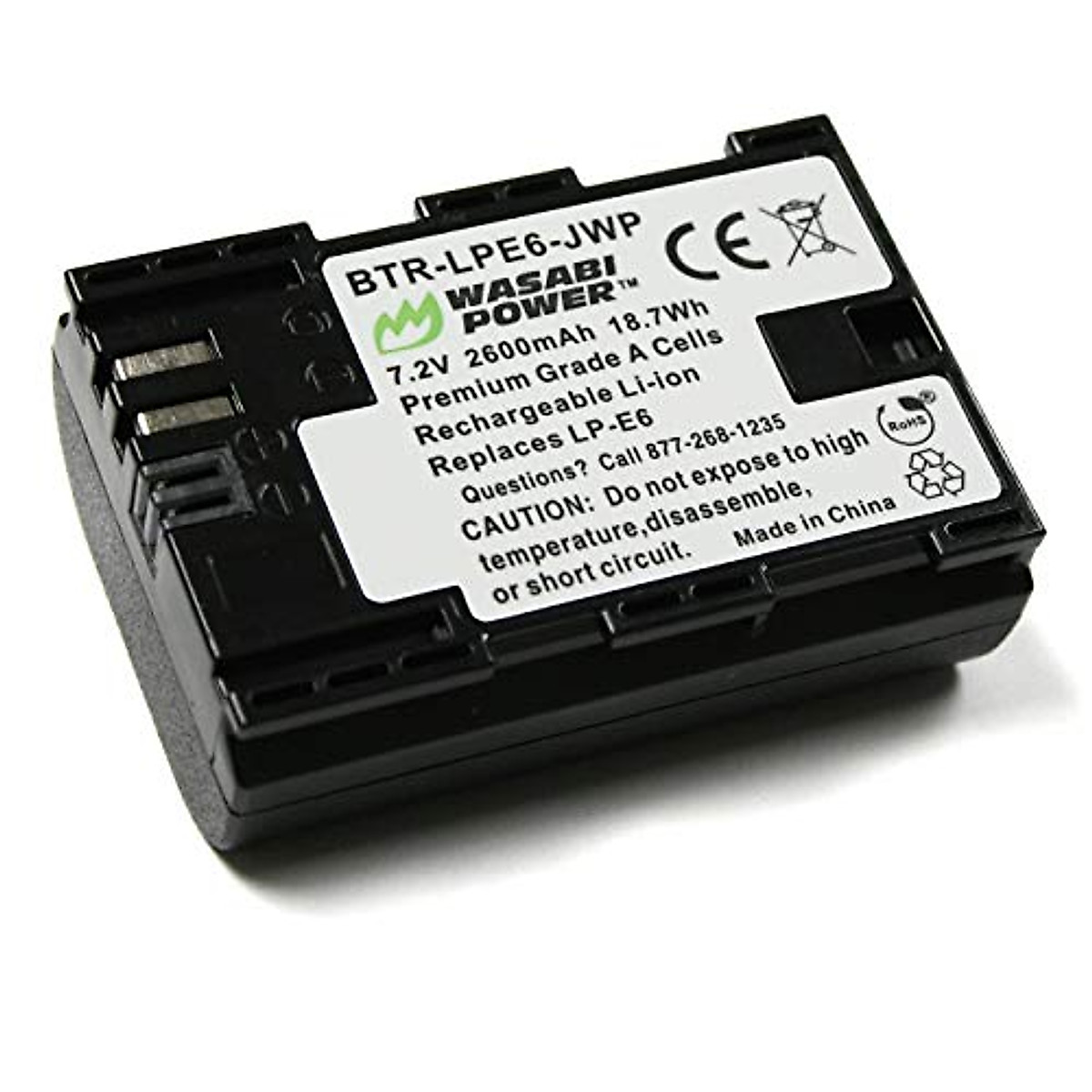 Wasabi Power LP-E6, LP-E6N Battery for Canon EOS 5D Mark II/III/IV, 5DS, 5DS R, 6D, 6D Mark II, 7D, 7D Mark II, 70D, 80D, 90D, R, R5, R6, Ra, XC10, XC15, BMPCC 4K, BMPCC 6K