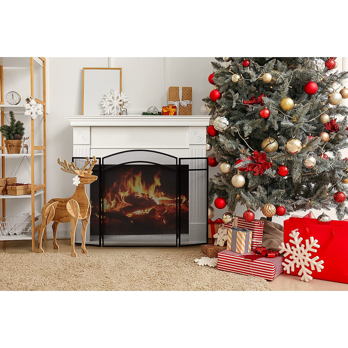 DOEWORKS Three Panel Basic Arch Fireplace Screens