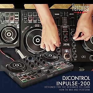 Hercules DJControl Inpulse 200 Compact DJ Controller + Headphone + Basic Accessory Bundle