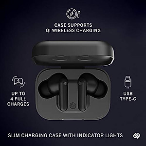 Urbanista True Wireless Earbuds Headphones with Active Noise Cancelling, 25 Hours Playtime, Touch Controls & 6 Microphones for Clear Calling, Bluetooth 5.0 Earphones, London, Black