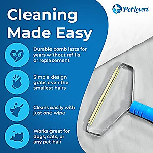 PetLovers EzLint Pet Hair Remover - Reusable Dog and Cat Fur Removal Tool, Portable Carpet Scraper & Rake for Couches, Furniture, Rugs, Mats, and Clothes