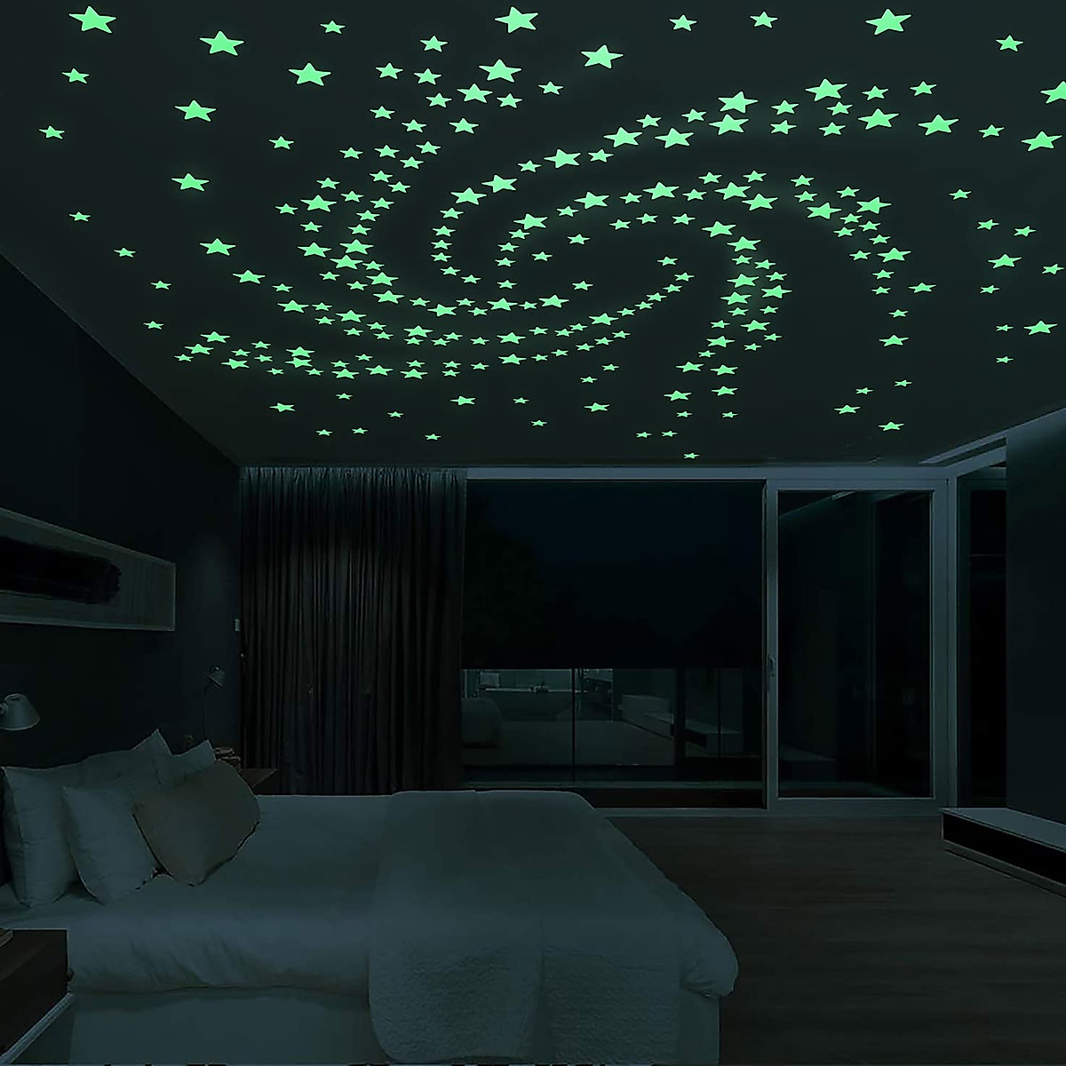 Glow in The Dark Stars Blue 200 Pcs Luminous Stickers Ceiling Stars Fluorescent Wall Stickers Decor 3D Murals Decals for Home Wall Decorate Adhesive Dots Starry Sky Kids Boys Baby Bedroom Decorations