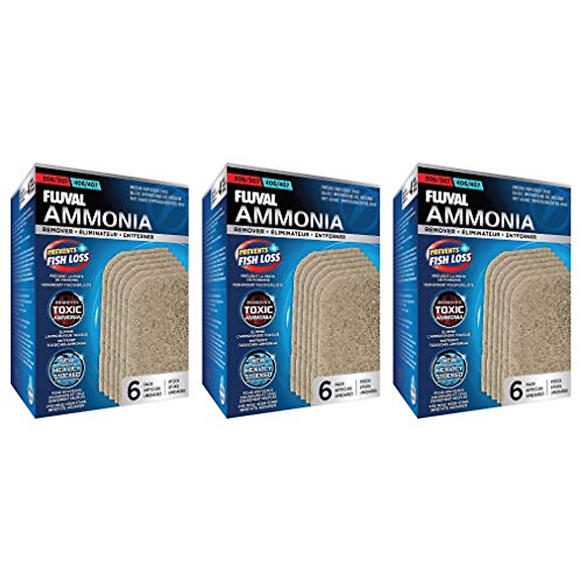 Fluval 18 Pack of Ammonia Remover for 306/406 and 307/407 Aquarium Filters