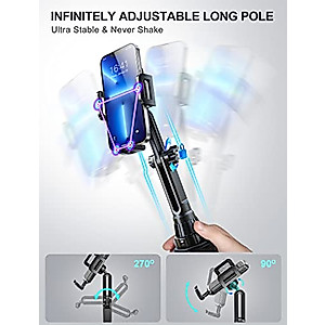 TOPGO Cup Holder Phone Mount, [No Shaking & Height-Adjustable Pole] Cup Phone Holder for Car, Cell Phone Cradle for iPhone iPhone14, Samsung and More Smart Phone(Black)