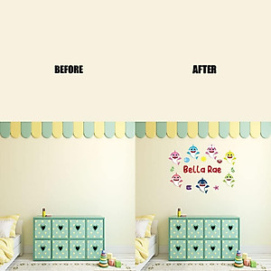 Shark Custom Name Nursery Baby Boy Wall Decal Vinyl Sticker for Kids | Home Décor | Custom Kids Room Decal | Bedside Decals