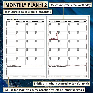 CAGIE Undated Planner Weekly and Monthly Planner with Inner Pocket Leather Organization To Do Notebook for Time Management Schedule 12 Months 54 Weeks, 5.7" x 8.3", Royal Blue