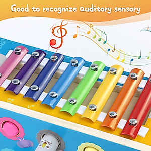 Montessori Toys for 1 Year Old Girl Boys Gifts Wooden Toys for Toddlers 1-3 with Pounding Bench Hammer Toy Xylophone Educational Number Puzzles for Age 2 3 4 Boy Girls Baby Birthday Gift