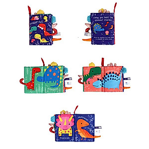 ORAPOH Dinosaur and Ocean Tail Baby Early Education Toy, Activity Crinkle Cloth Book for Toddler, Infants and Kids Perfect for Baby Shower (2 Packs)