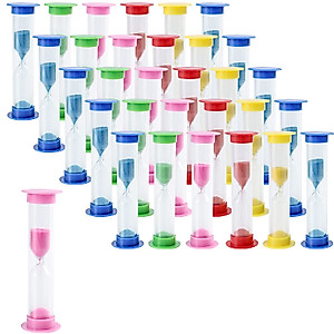 JAPCHET 30 Packs 1 Minute Sand Timer, Hourglass Sandglass Clock, Countdown Bulk Set Timers for Classroom School Prize Party Favors, 5 Colors