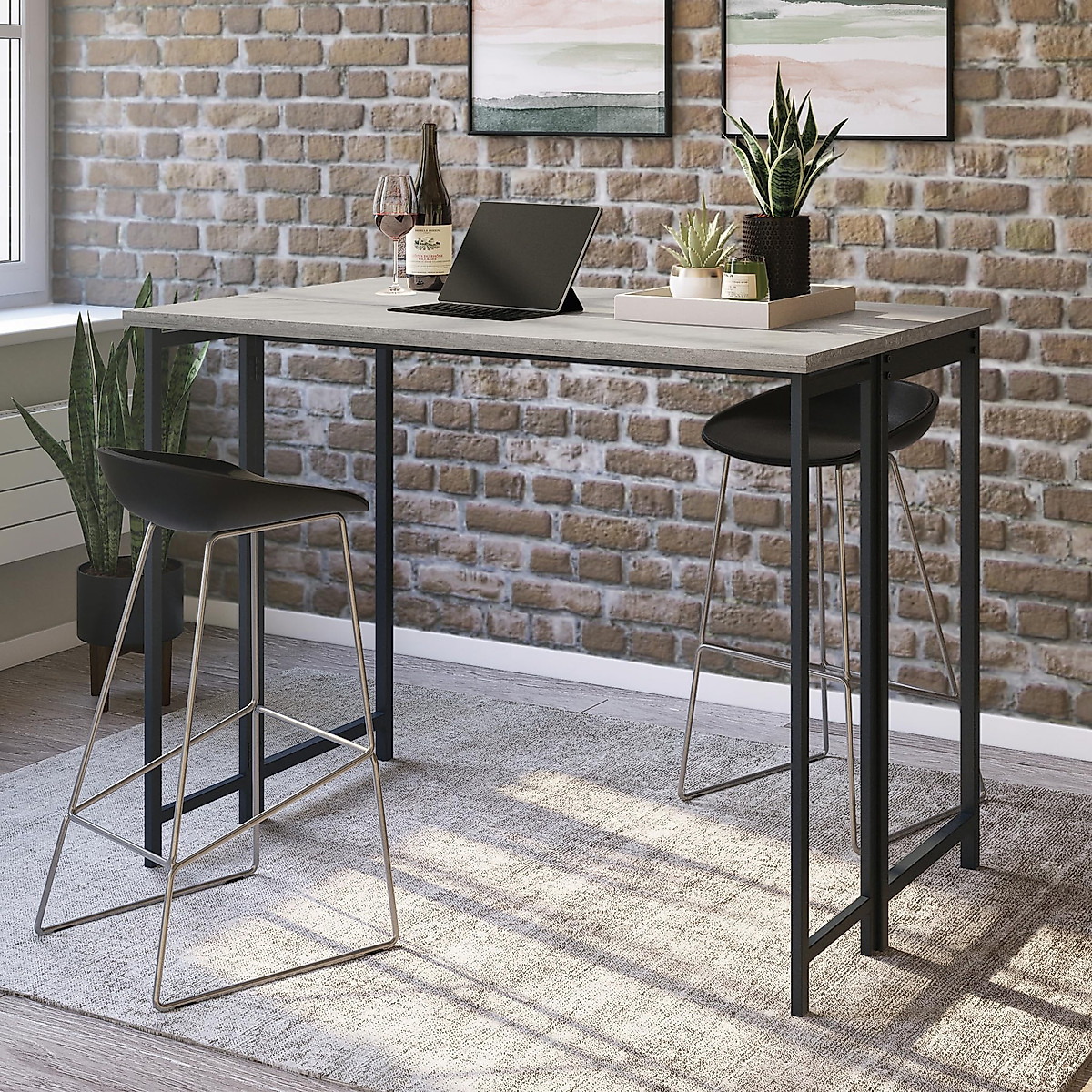 Sauder North Avenue Table with Drop Leaf, Faux Concrete Finish