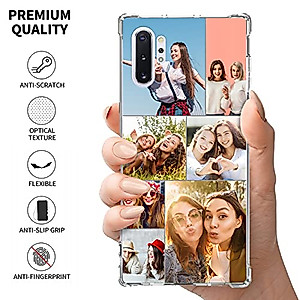 Custom Phone Case for Samsung Galaxy Note 10 Plus,Personalized Multi-Picture Photo Phone Cases,Customized Phone Cover for Birthday Xmas Friends Her and Him, Clear Soft Case