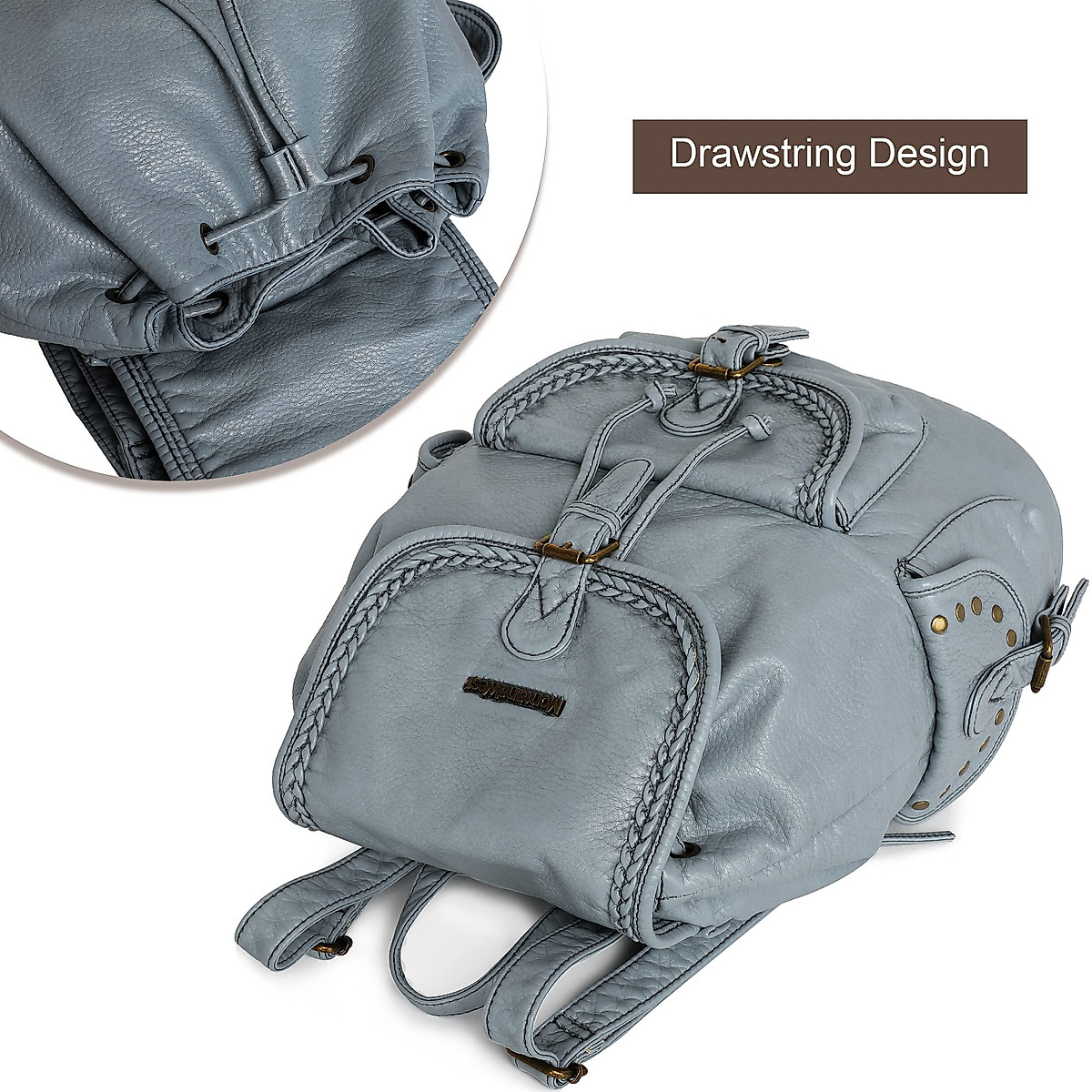 Montana West Backpack Purse for Women Soft Washed Leather Drawstring Casual Travel Large Backpacks