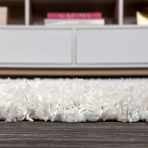 JONATHAN Y MCR103B-28 Mercer Shag Plush Tassel Moroccan Tribal Geometric Trellis Indoor Area-Rug Bohemian Easy-Cleaning High Traffic Bedroom Kitchen Living Room, 2 X 8, Cream/Grey