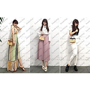 Top-Handle Structured Rattan Straw 2-Way Boxy Satchel Purse Handbag Crossbody (Rose)