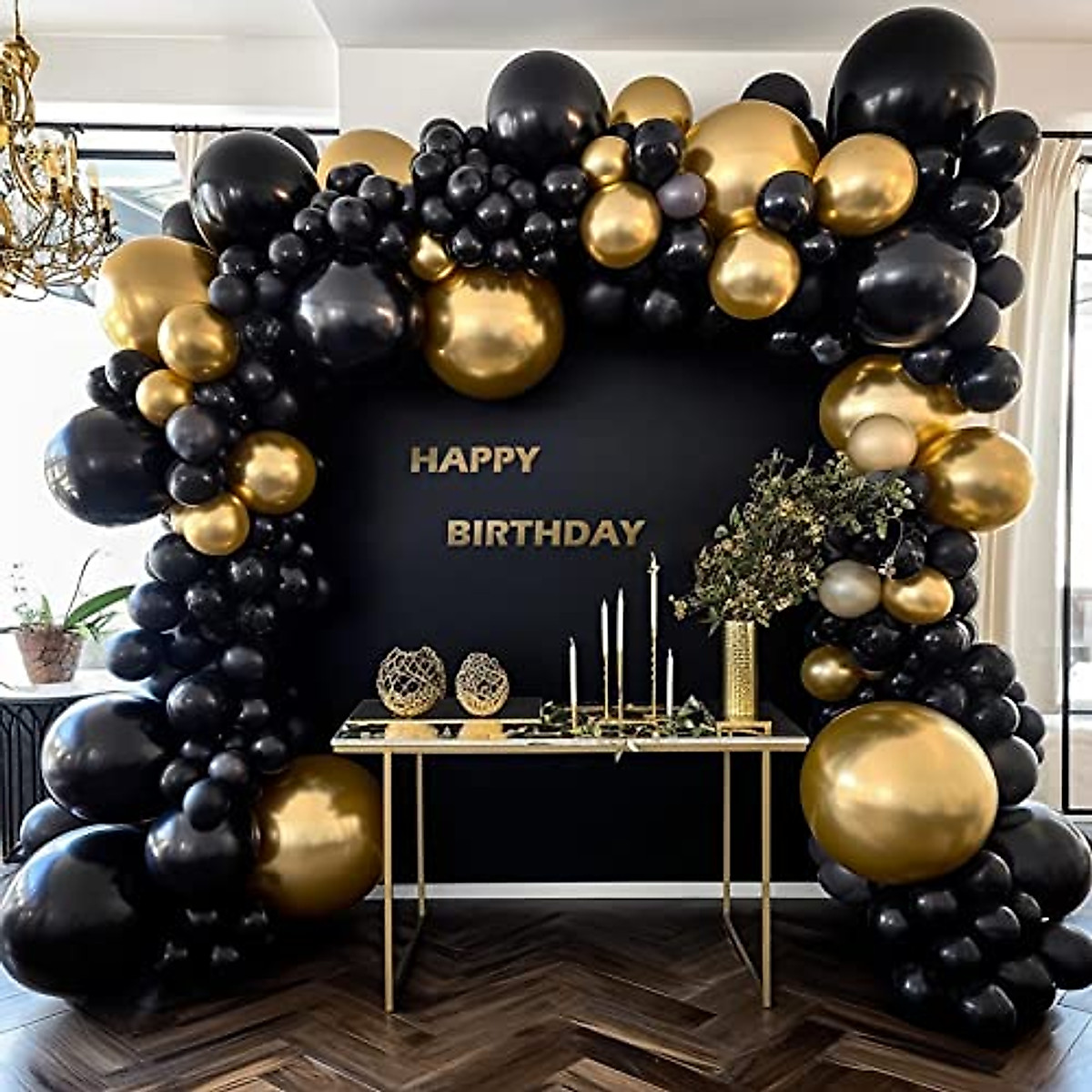 FOTIOMRG 110pcs Black Balloon Garland Arch Kit, 18 12 10 5 inch Black Latex Balloons Different Sizes Pack for Birthday Graduation Baby Shower Father's Day Party Decorations