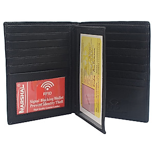 Marshal RFID Blocking Bifold Hipster Multi Credit Card ID Holder Wallet Leather (Black)