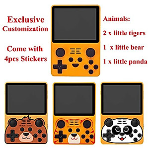 Petforu Powkiddy RGB20S Handheld Retro Game Console with Built-in Games (128G 20000 Games Yellow)
