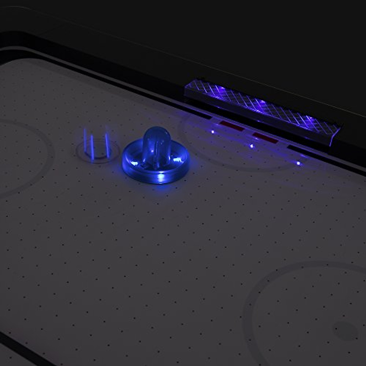 Atomic Top Shelf 7.5’ Air Hockey Table with 120V Motor for Maximum Air Flow, High-Speed PVC Playing Surface for Arcade-Style Play and Multicolor LED Lumen-X Technology to Illuminate Play
