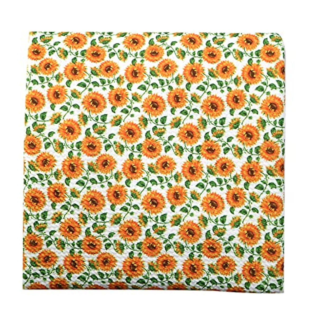 David Angie Sunflower Printed Bullet Textured Liverpool Fabric 4 Way Stretch Spandex Knit Fabric by The Yard for Head Wrap Accessories (Flower)
