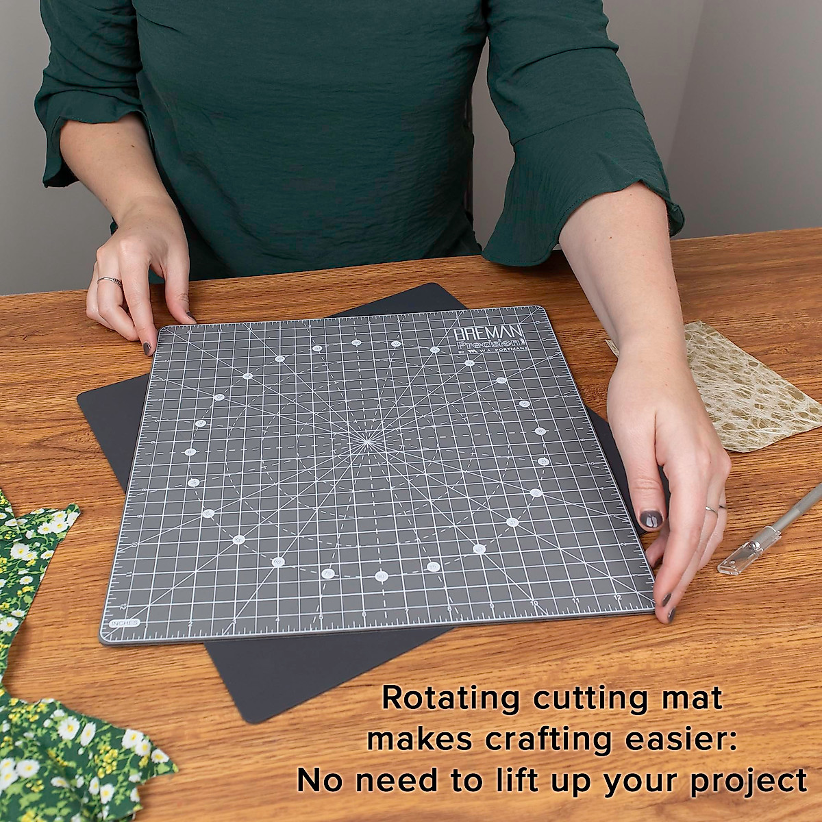 WA Portman Rotating Self Healing Cutting Mat Set - 13x13 Inch Rotating Cutting Mat for Sewing - Quilting Cutting Mats - Rotary Cutter Mat - Rotating Cutting Mat For Quilting - Rotary Cutting Mat