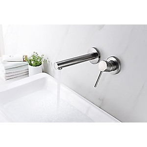 Sumerain Wall Mount Bathroom Faucet Brushed Nickel,Valve Included