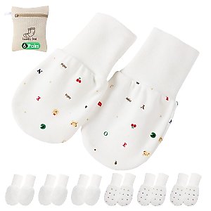 Baby Anti Scratch Mittens - No Scratch Mittens for Boys & Girls (6-12 Months) - 6 Pairs